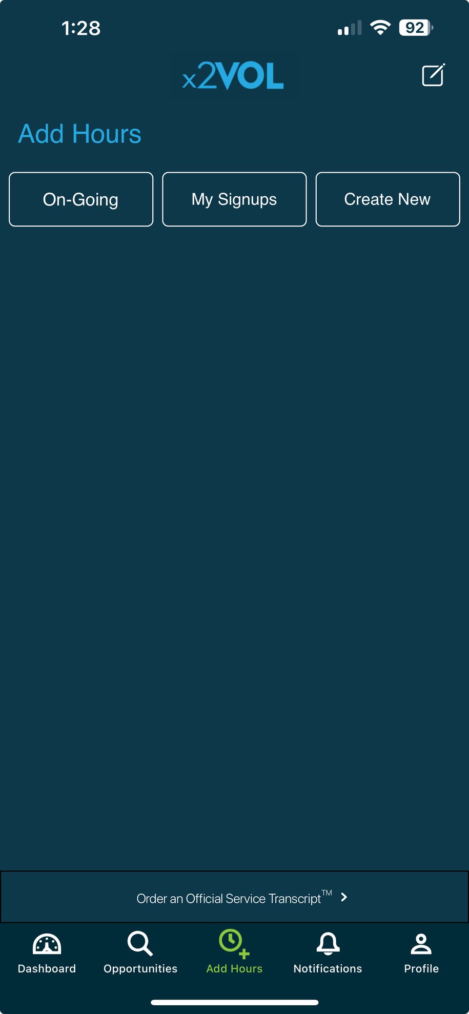 How do I log hours on the mobile app?